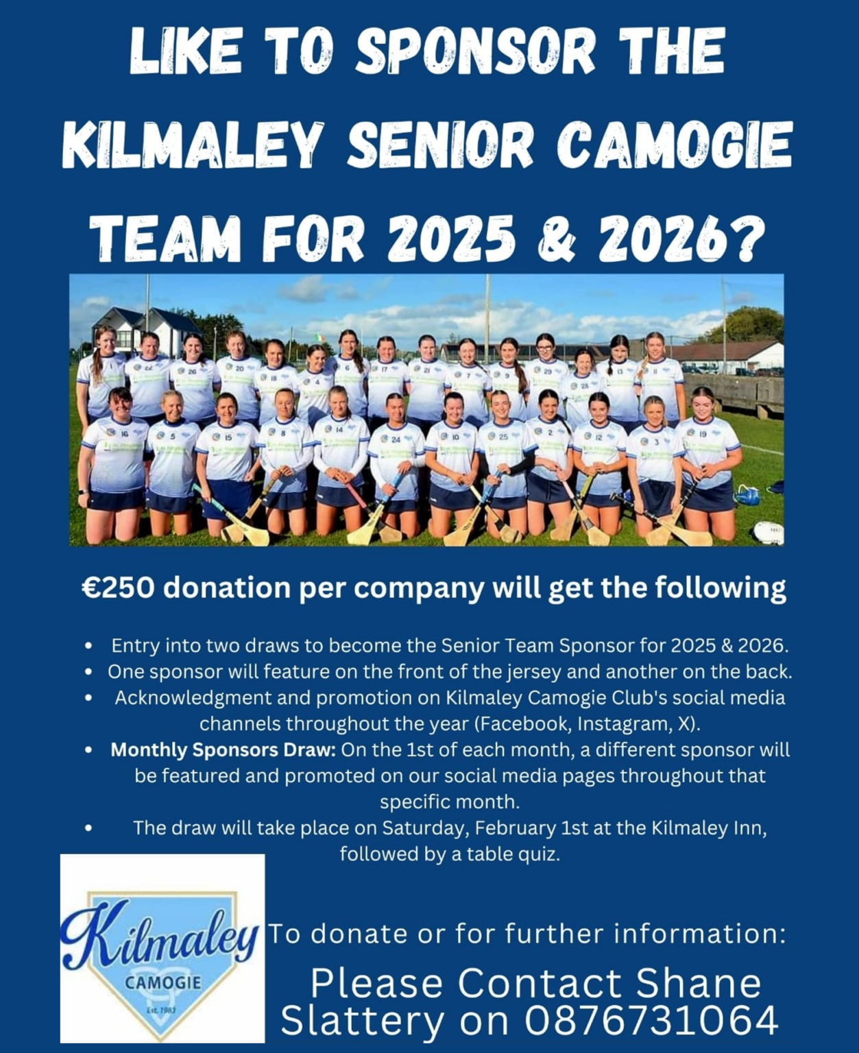 How would your company like to Sponsor the Kilmaley Senior Camogie team ...