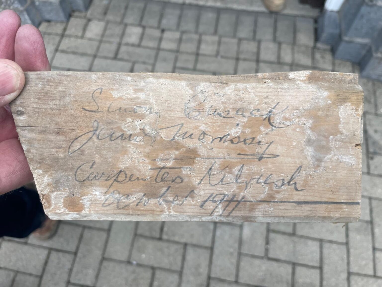 104 year old inscribed piece of timber rediscovered during restoration ...